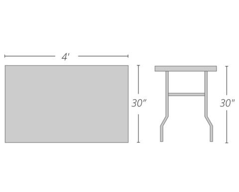 Rectangular Table: 4'x30" - Ace Party and Tent Rental